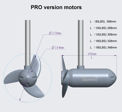 Pro version trolling motors of stainless steel housing